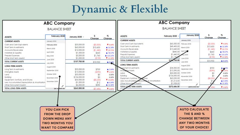 Balance Sheet, Balance Sheet Template, Monthly Balance Sheet Comparison ...