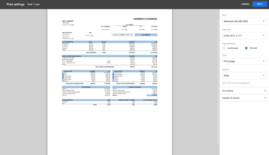 Paystub Template: Earnings Statement, Payroll, Before and After Tax - Etsy