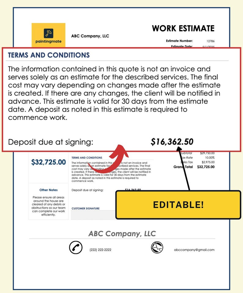 Construction Estimate Template: General Contractor Bid, Proposal - Etsy
