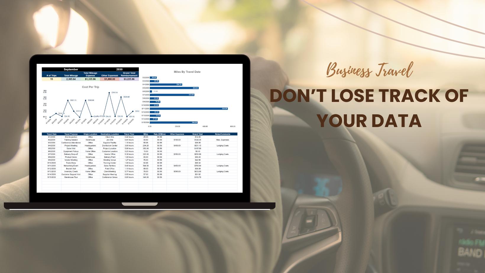 Business Travel Expense Tracker: Mileage Log Template - Etsy