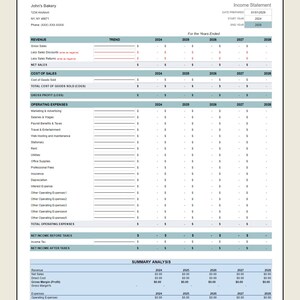 Pro Forma Income Statement Template | 5-year Income & Expense Analysis ...