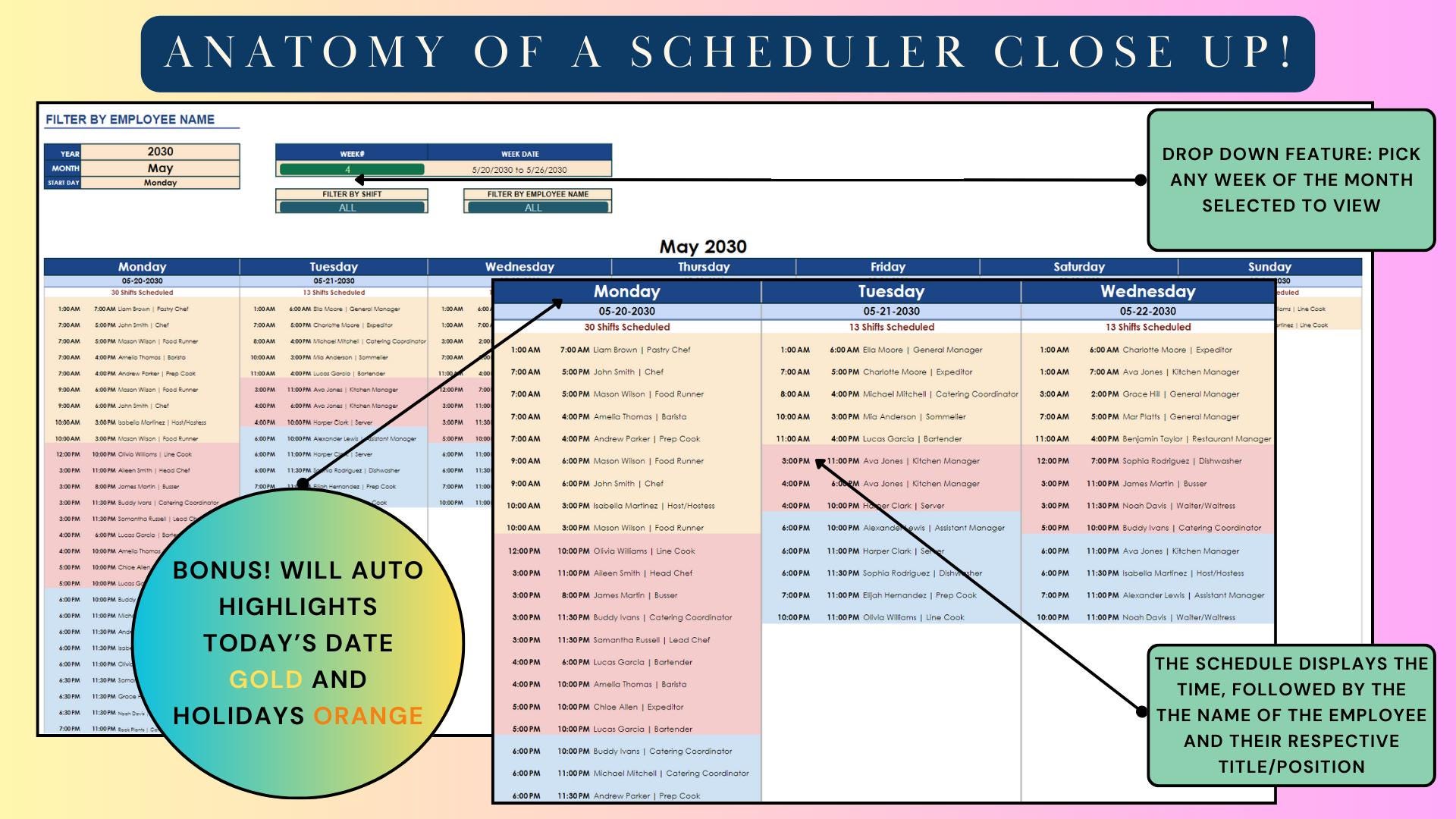 Employee Scheduling Tool, Staff Schedule Template, Employee Shift ...
