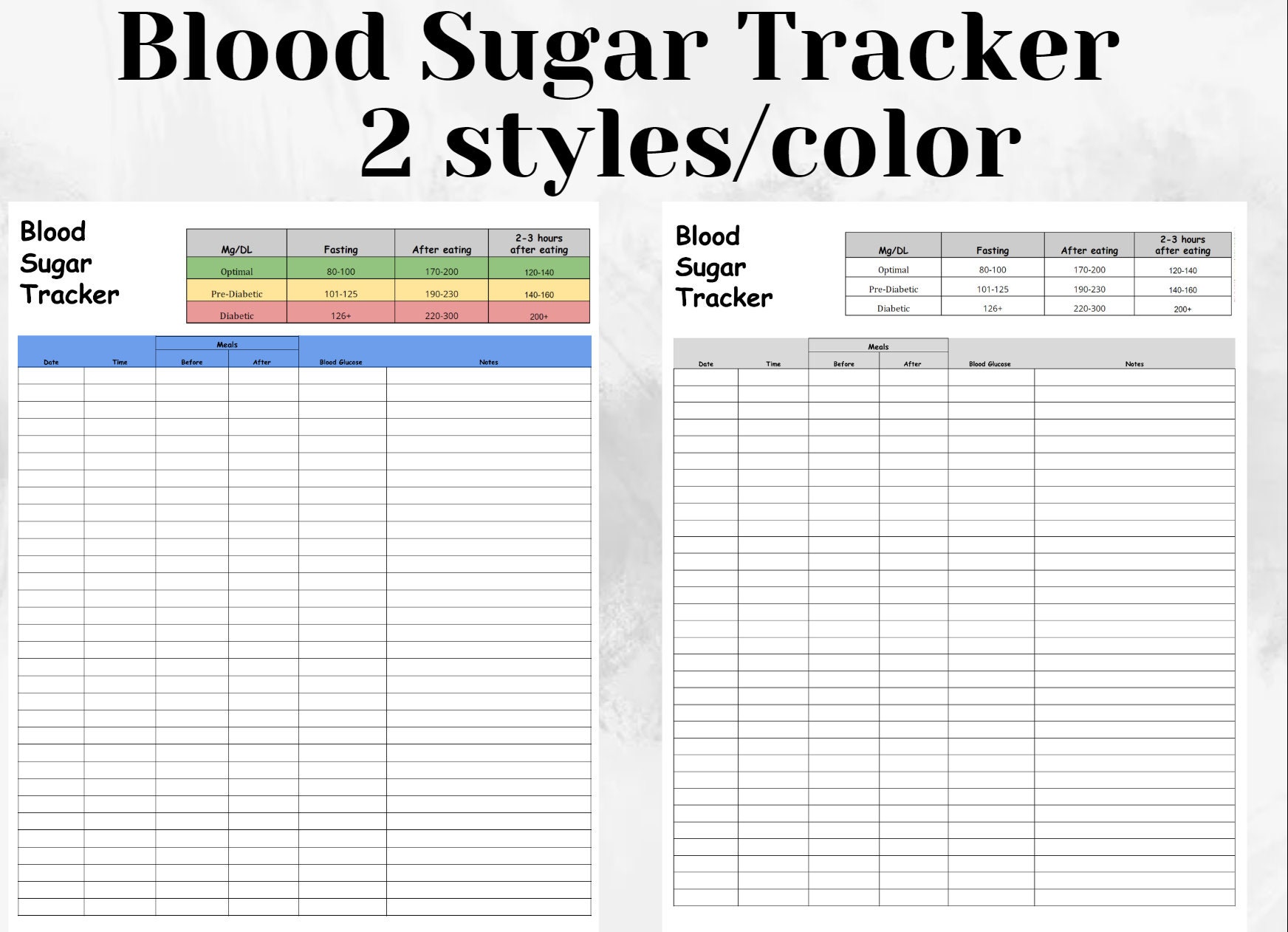 Blood Sugar Log Printable, Blood Glucose Tracker, Diabetes Log, Blood ...