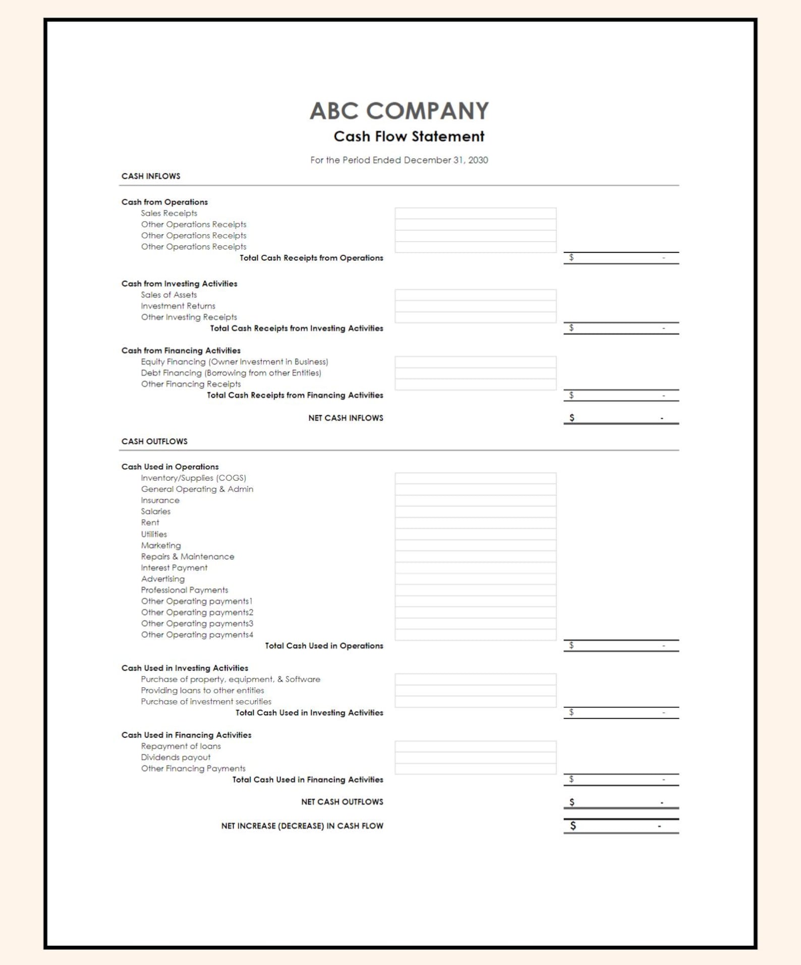 Small Business Cash Flow Template: Monthly Spreadsheet (google Sheets ...