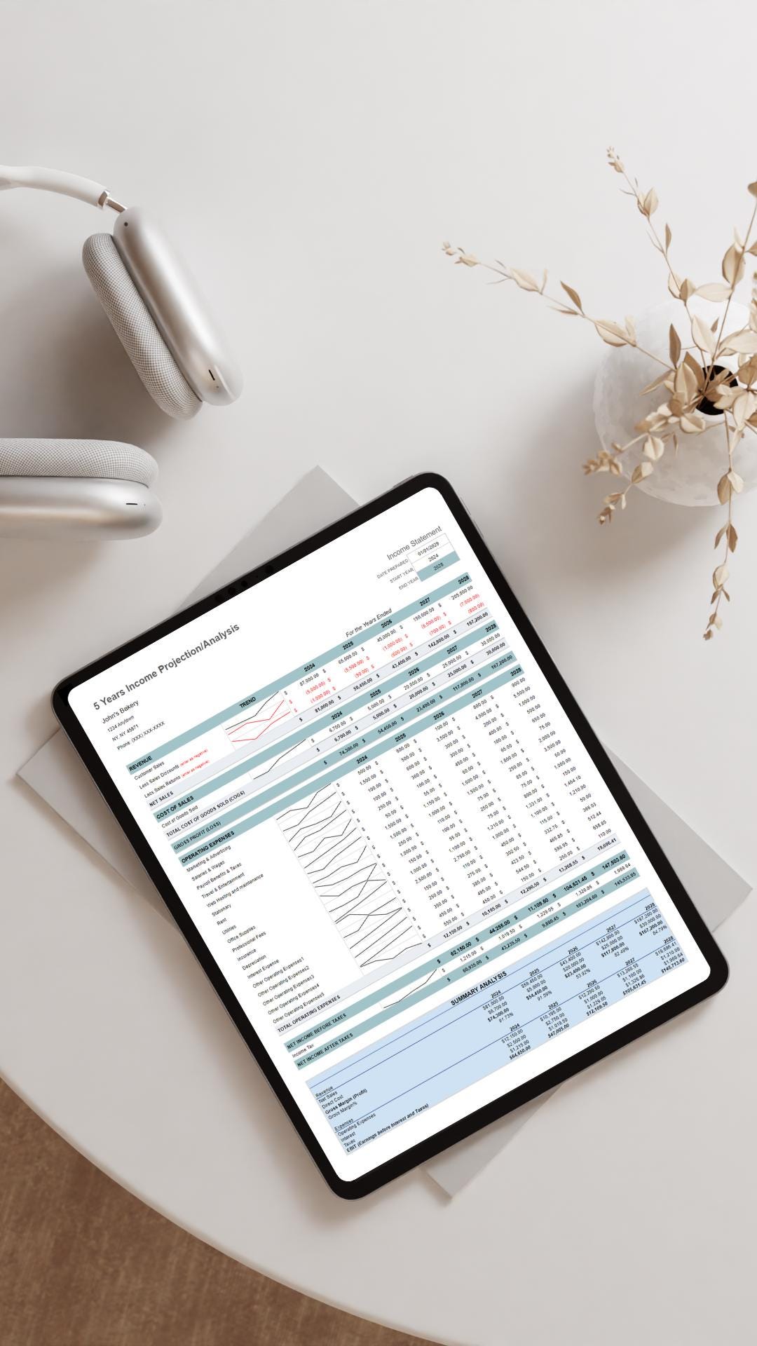 Pro Forma Income Statement Template | 5-year Income & Expense Analysis ...