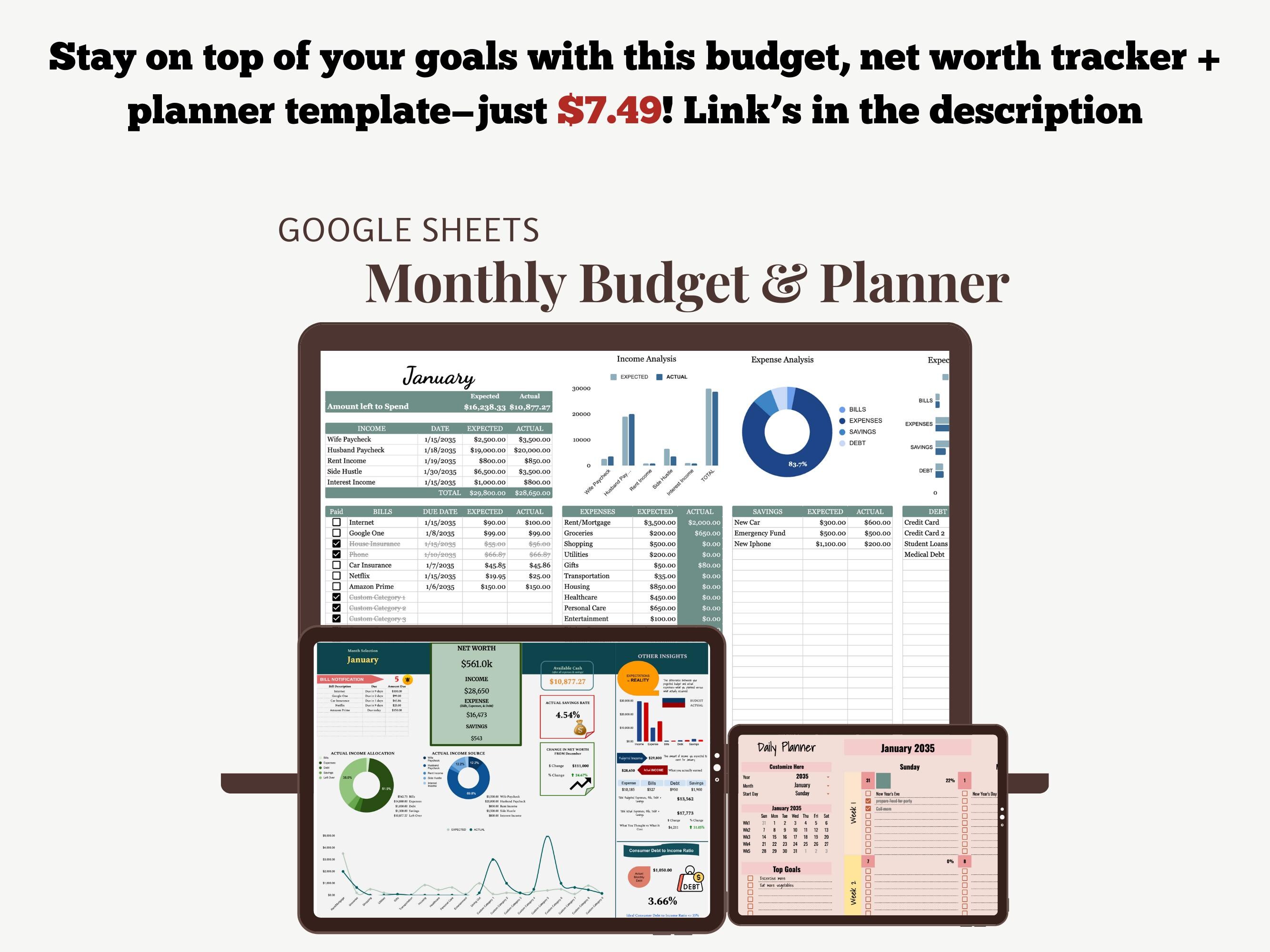Personal Financial Statement Template: Net Worth Tracker (excel ...