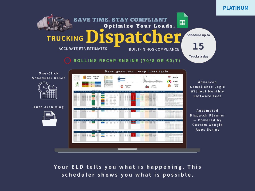 Trucking Scheduler Spreadsheets, Trucking Dispatcher With ETA ...