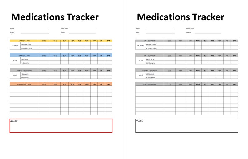 Editable Medication Tracker: Medicine Chart & Supplement Log (fillable ...