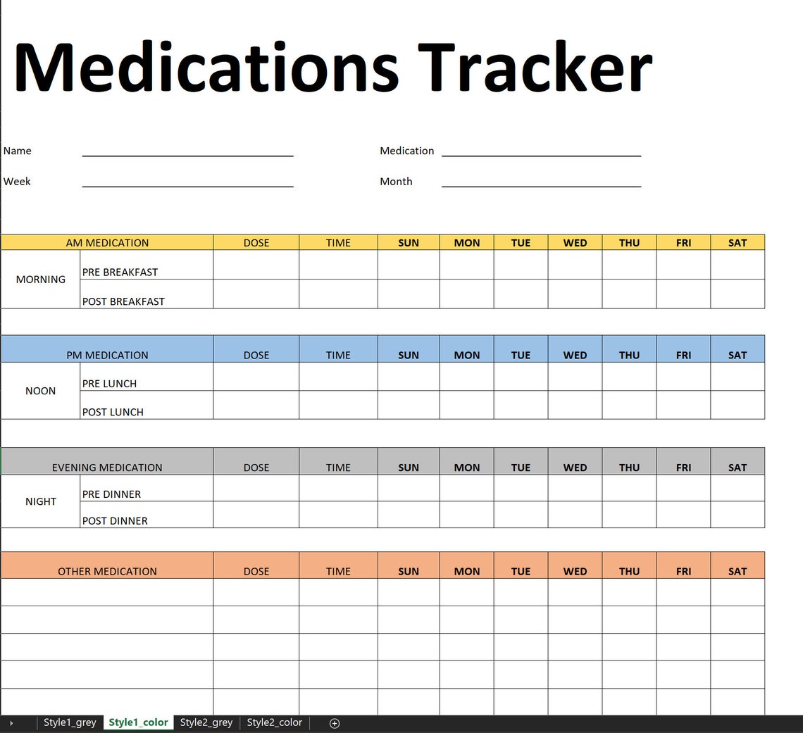 Editable Medication Tracker, Medicine Chart ,weekly Medication Log ...