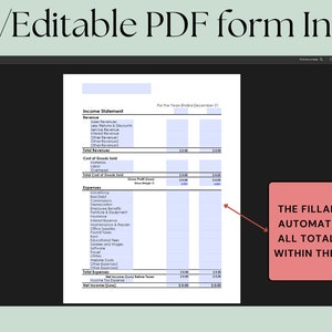Two Year Income Statement Template (excel & Google Sheets) - Etsy