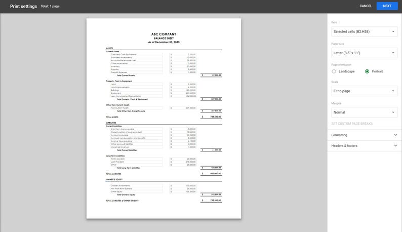 Balance Sheet Template: Small Business Financial Statement (excel ...