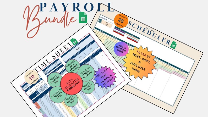 Payroll Bundle, Employee Timesheet, Employee Scheduler, Time Log, Work ...