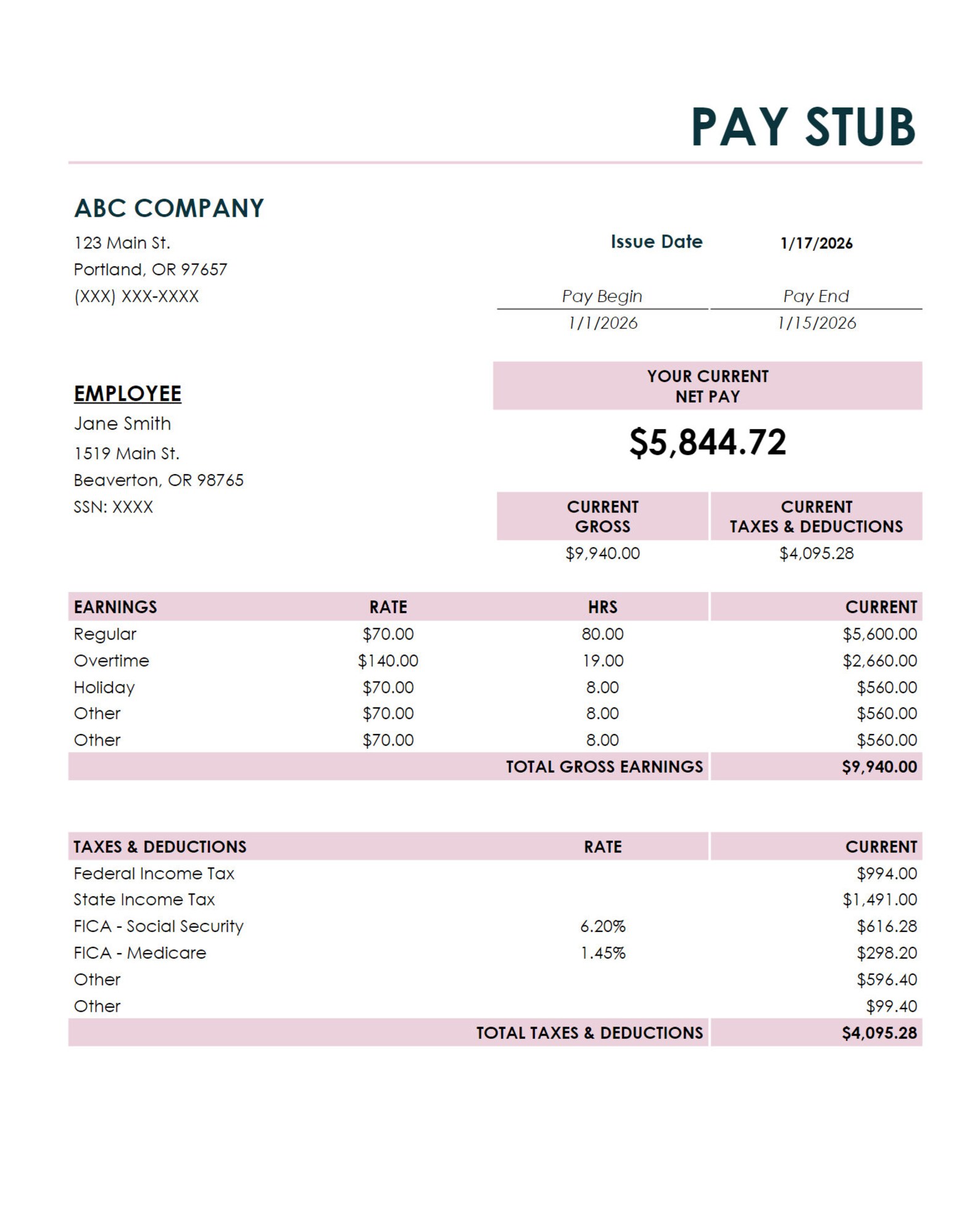 Paystub Template, Earnings Statement, Business Paystub, Editable ...