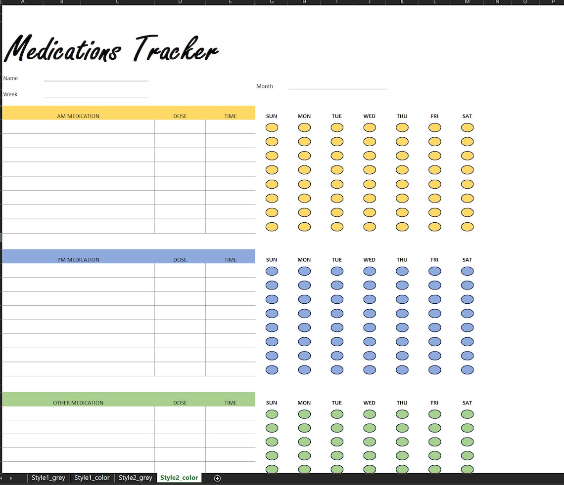 Editable Medication Tracker, Medicine Chart ,weekly Medication Log ...