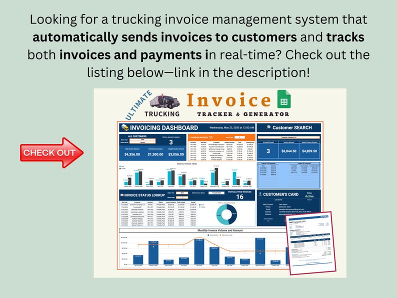 Trucking Invoice Template: Freight, Shipping, Delivery - Etsy