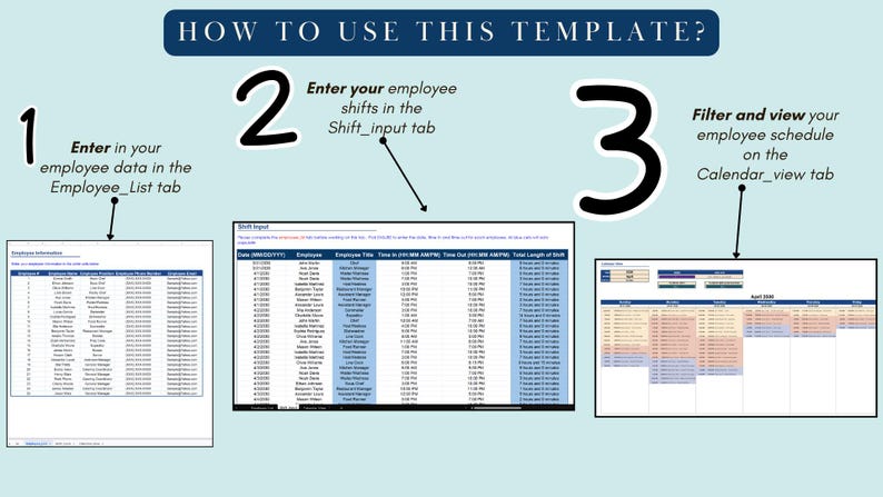 Employee Schedule Template: Staff Shift Planner for Excel - Etsy