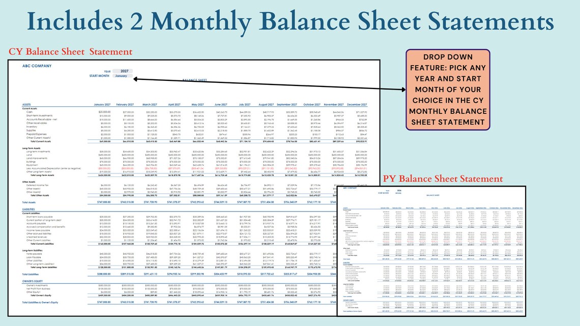 Balance Sheet Template, Balance Sheet Comparison, Year Over Year ...