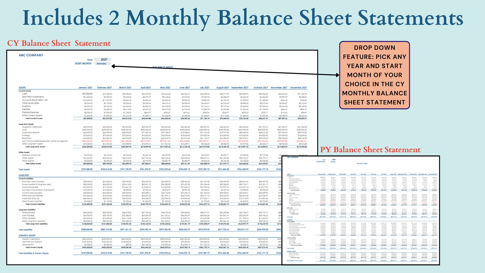 Balance Sheet Template: Year-over-year Comparison (google Sheets ...