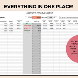 Accounts Payable Template: Small Business Vendor Payment Ledger - Etsy