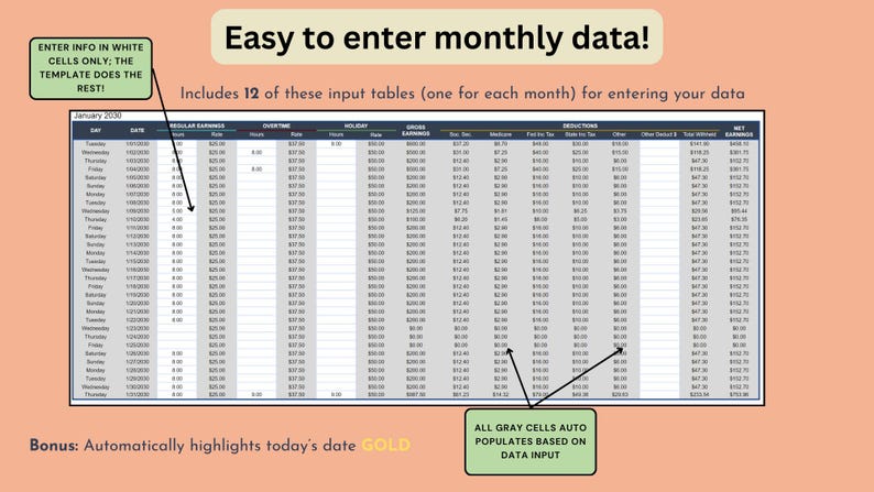Payroll Register, Payslip, Pay Generator, Pay YTD Earnings, Net ...