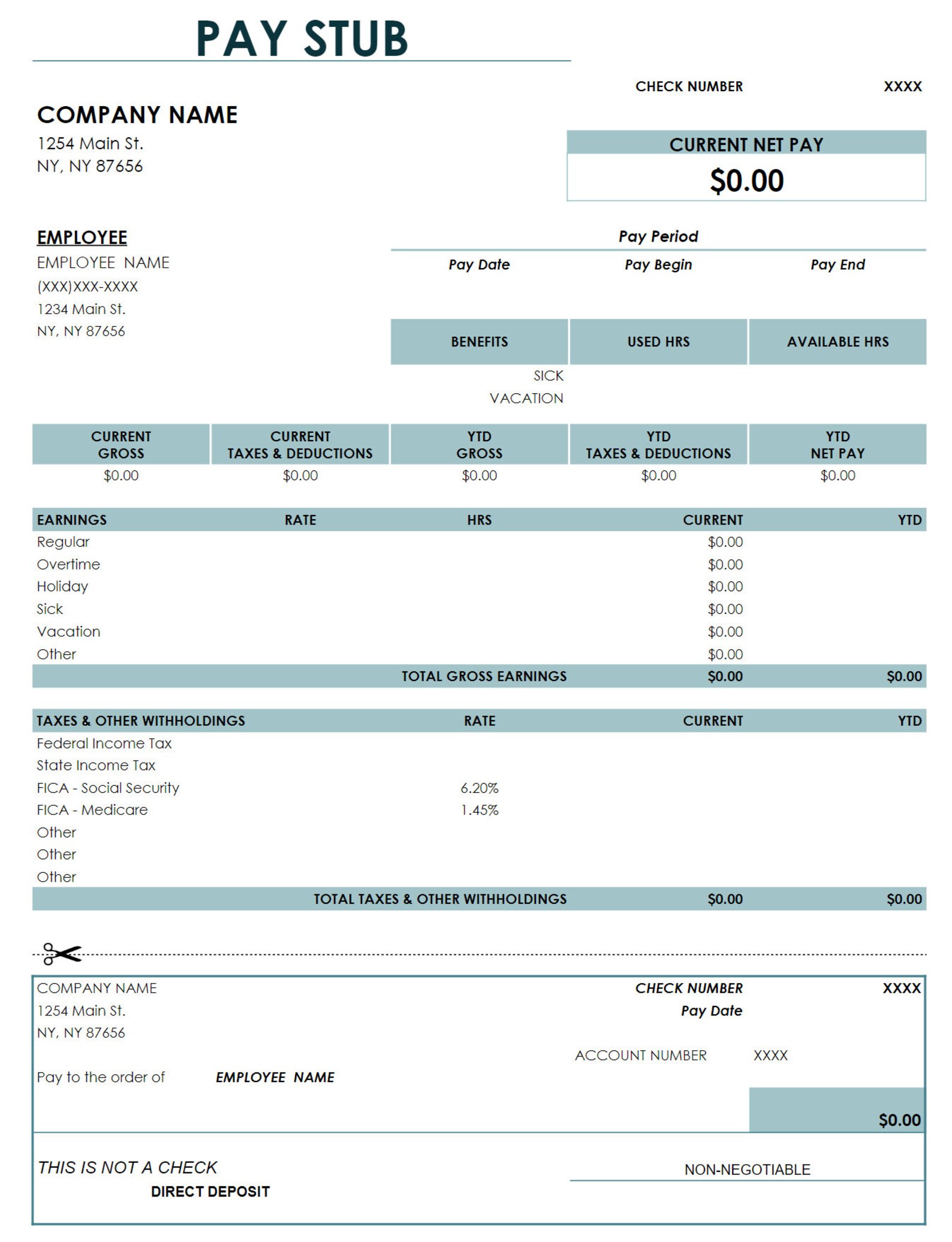 Editable Paystub Template: Employee Payroll, Small Business - Etsy