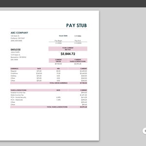 Paystub Template, Earnings Statement, Business Paystub, Editable ...