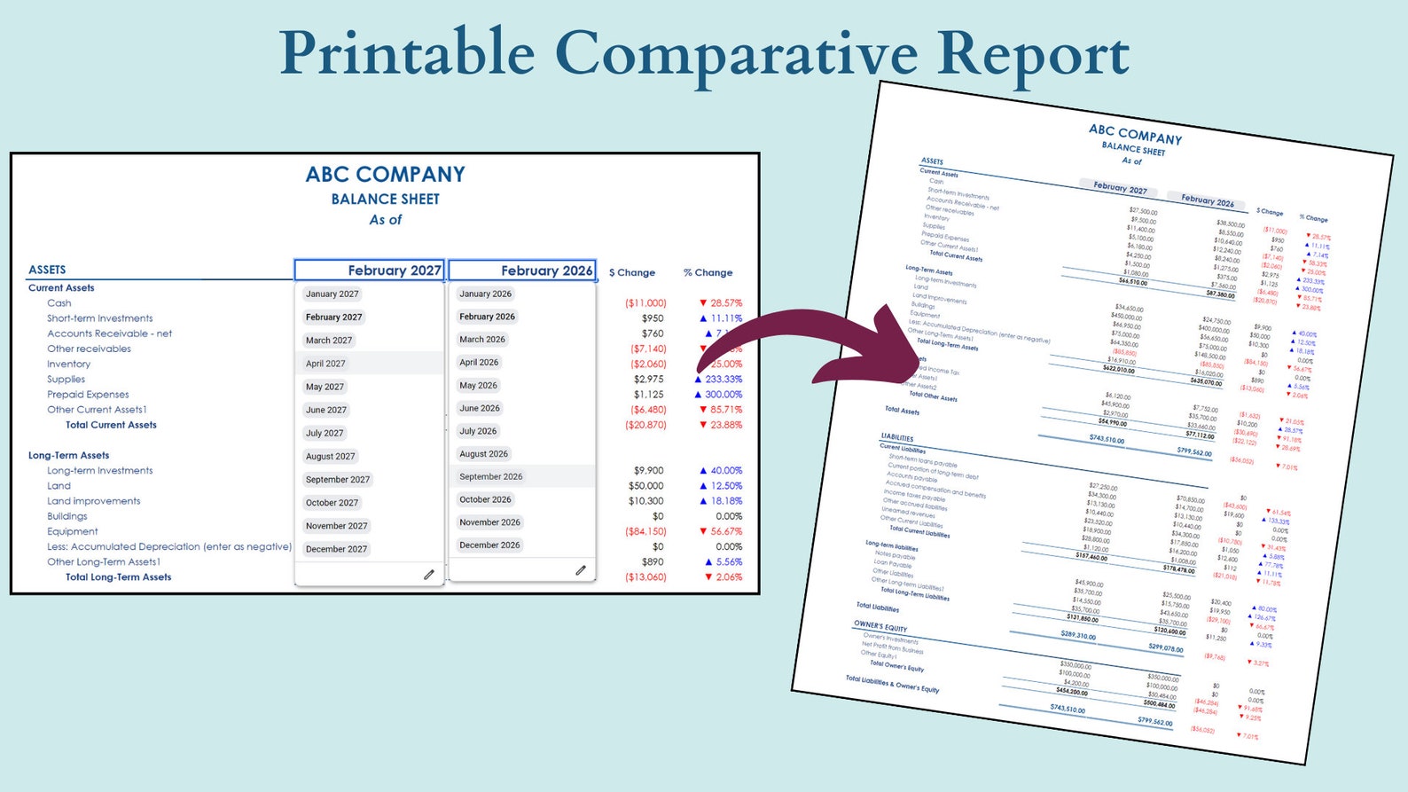 Balance Sheet Template: Year-over-year Comparison (google Sheets ...