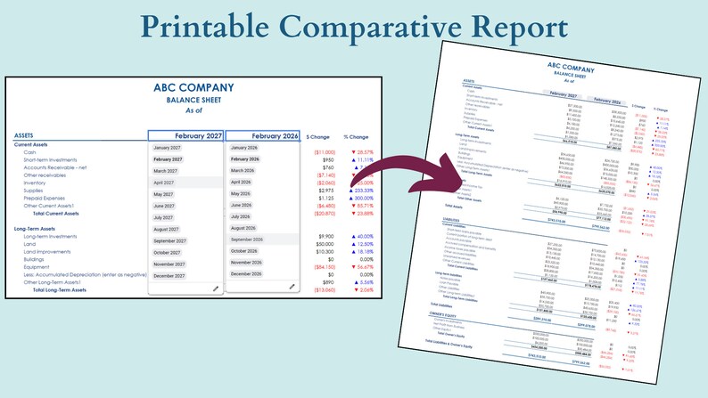 Balance Sheet Template, Balance Sheet Comparison, Year Over Year ...