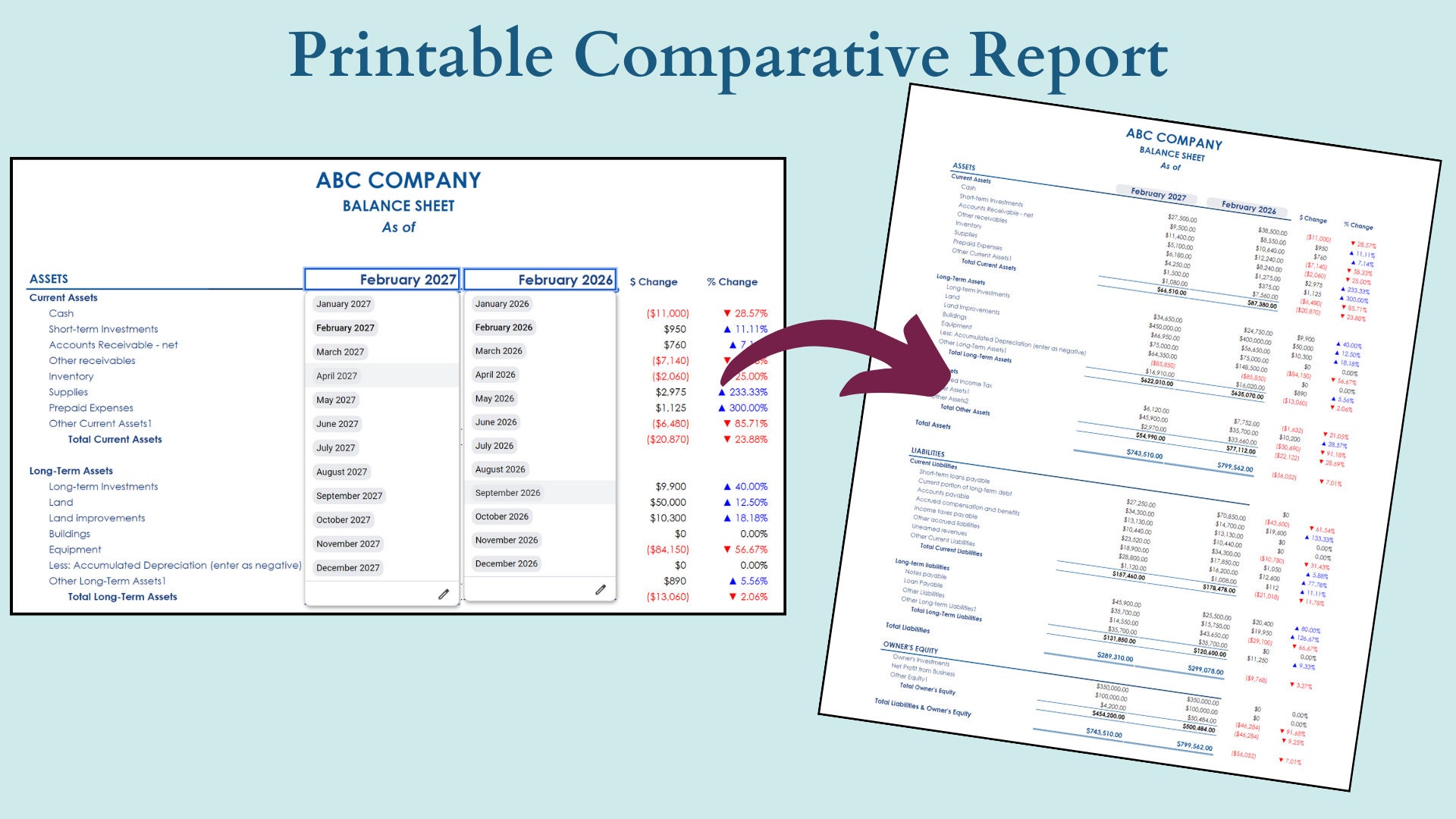 Balance Sheet Template: Year-over-year Comparison (google Sheets ...