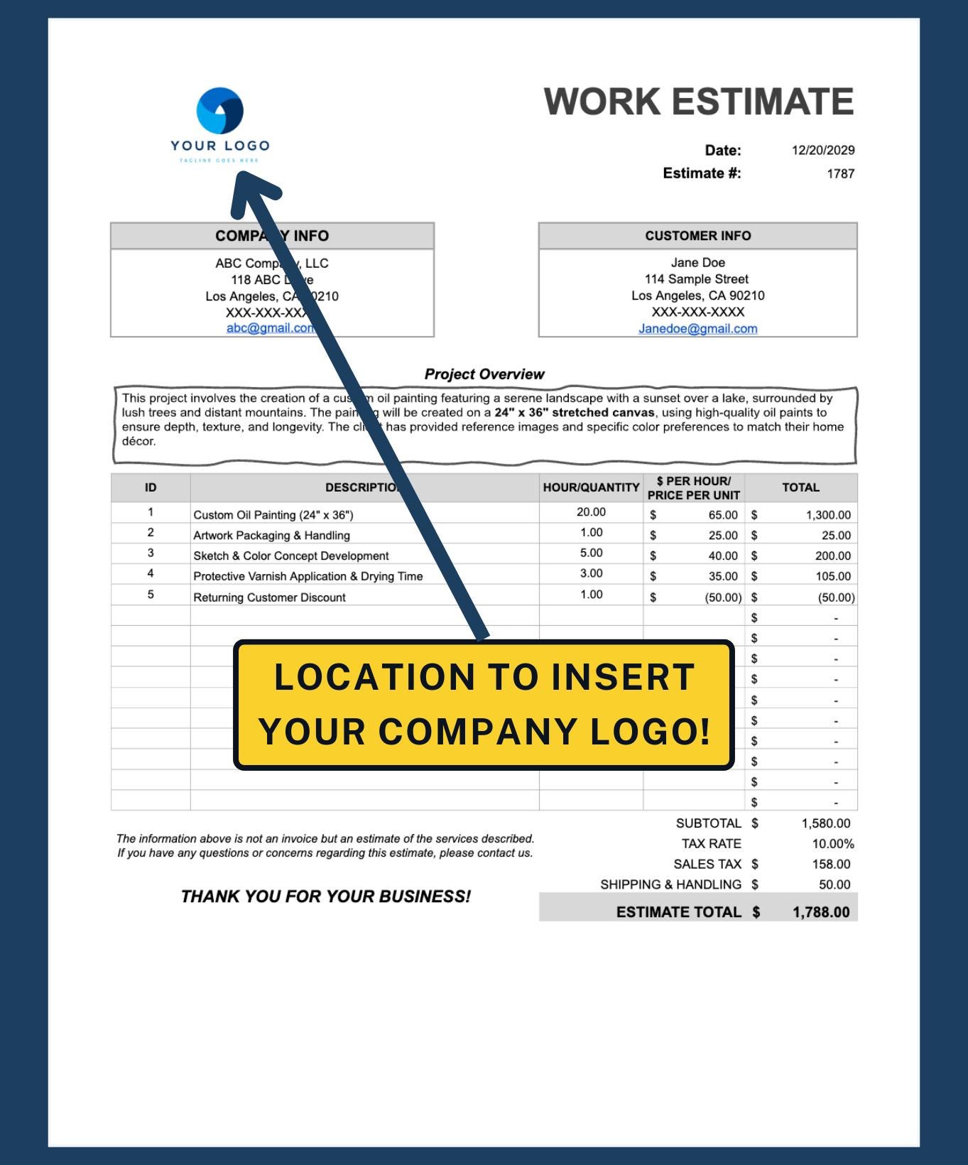 Job Estimate Template, Construction Proposal, General Contractor ...