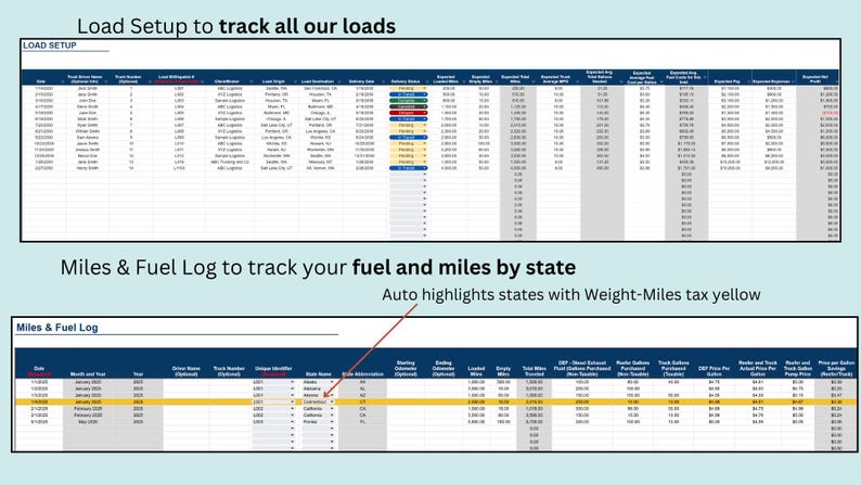 Trucking Accounting Spreadsheet | Profit & Loss Tracker for Truckers - Etsy