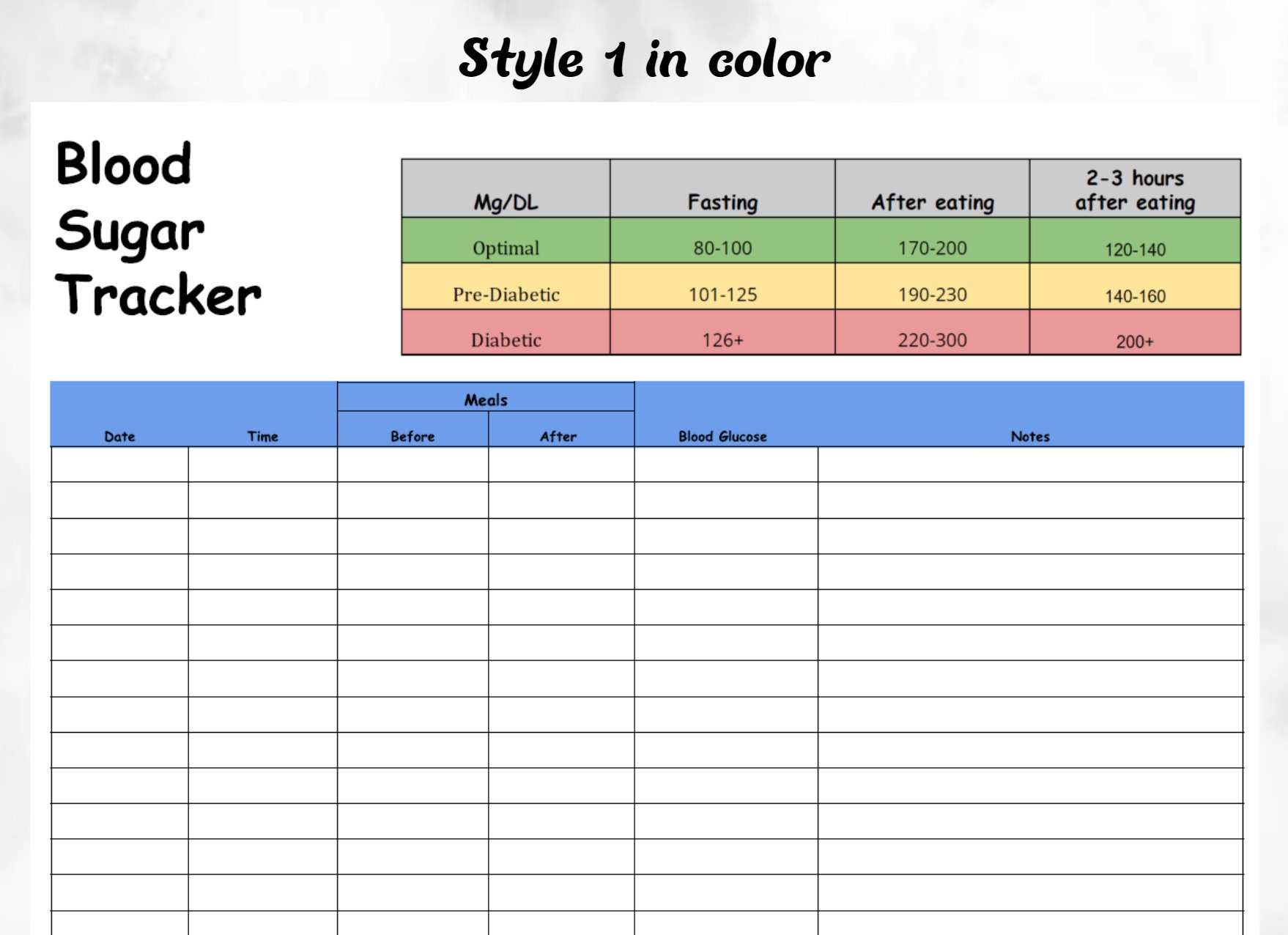 Blood Sugar Log Printable, Blood Glucose Tracker, Diabetes Log, Blood ...