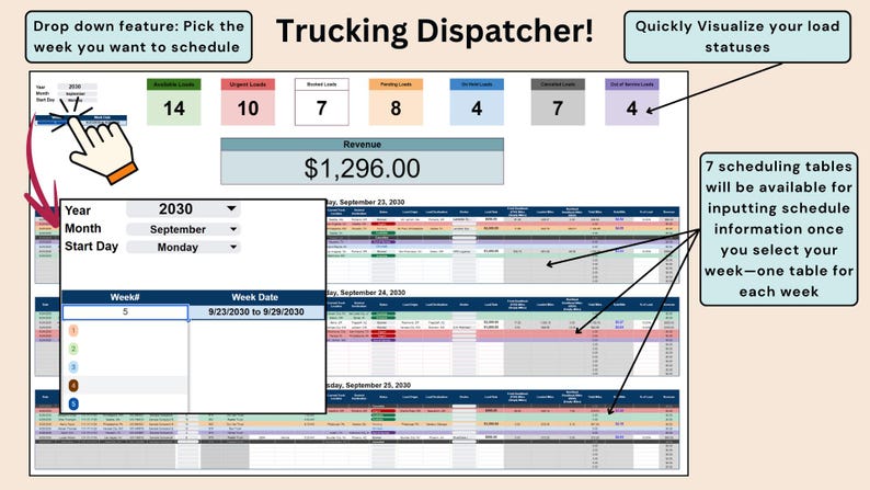 Trucking Dispatch Spreadsheet: Owner Operator Dispatch Tool - Etsy