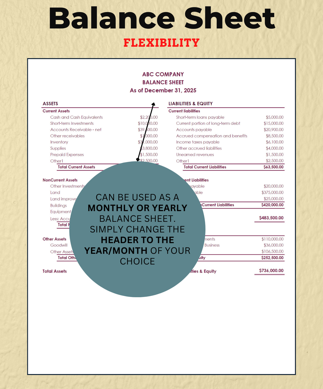 Simple Balance Sheet Template: Small Business Financial Statement ...