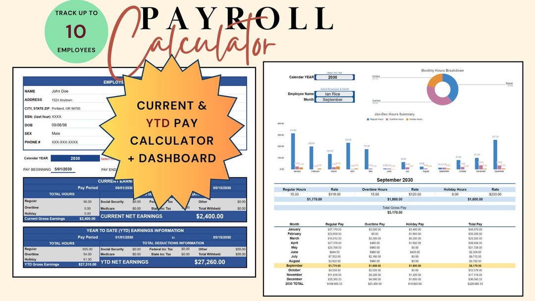 Payroll Calculator, YTD Pay, Current Net Pay, Payroll Dashboard ...