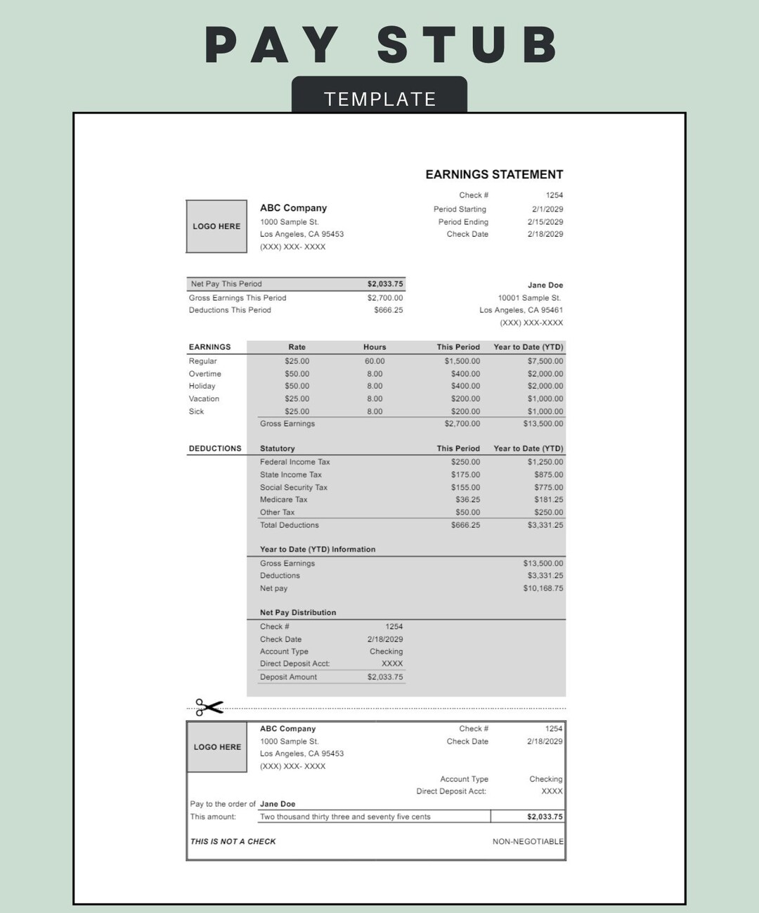 Paystub Template: Google Sheets & Excel, Small Business - Etsy Australia
