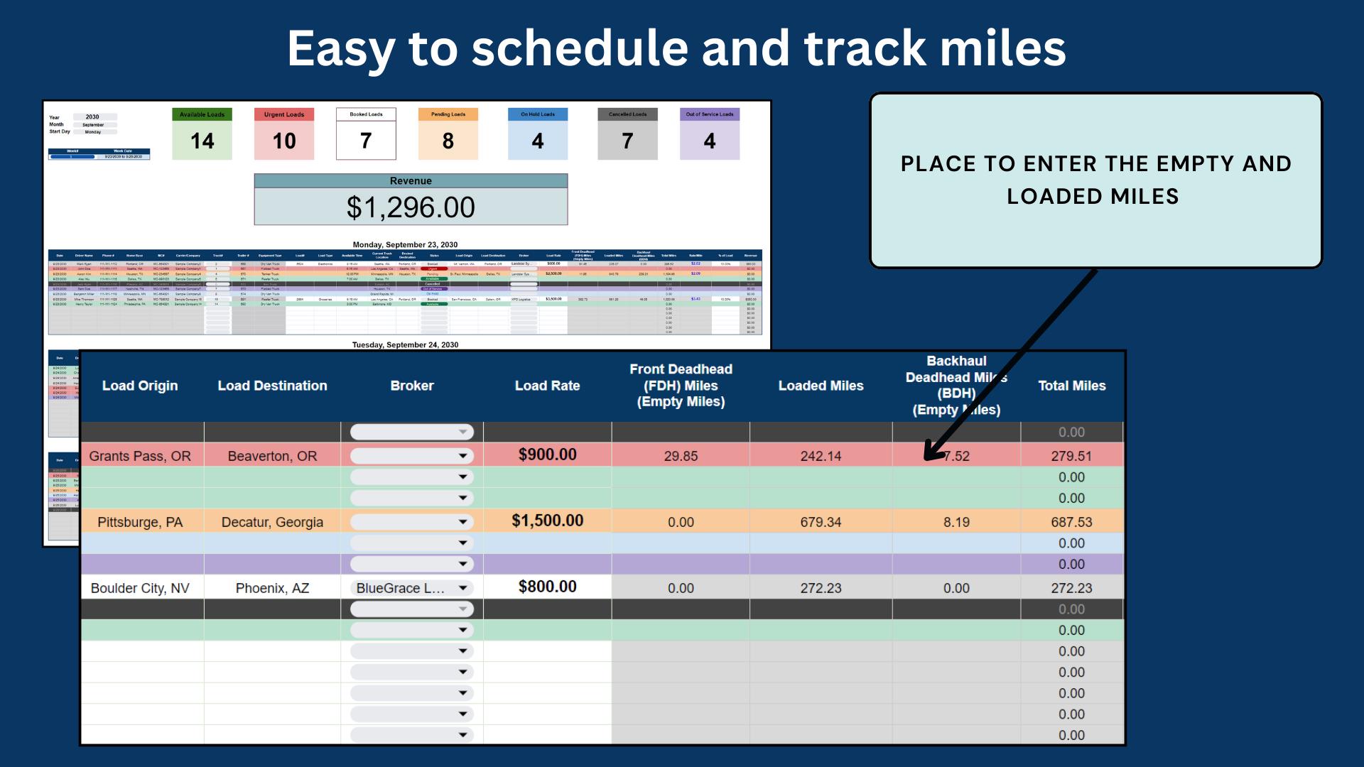 Trucking Dispatch Spreadsheet: Freight Dispatch Tool - Excel - Etsy