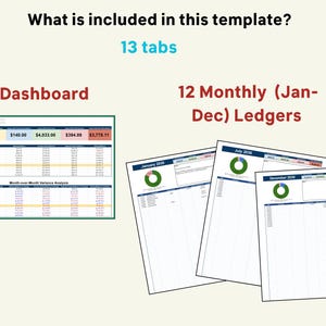 Monthly Accounting Ledger Dashboard: Google Sheets & Excel - Etsy