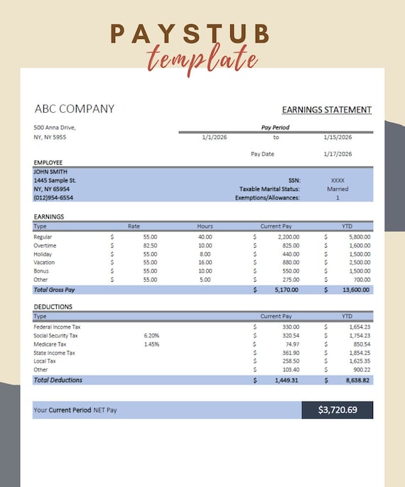 Paycheck Stub Template Excel