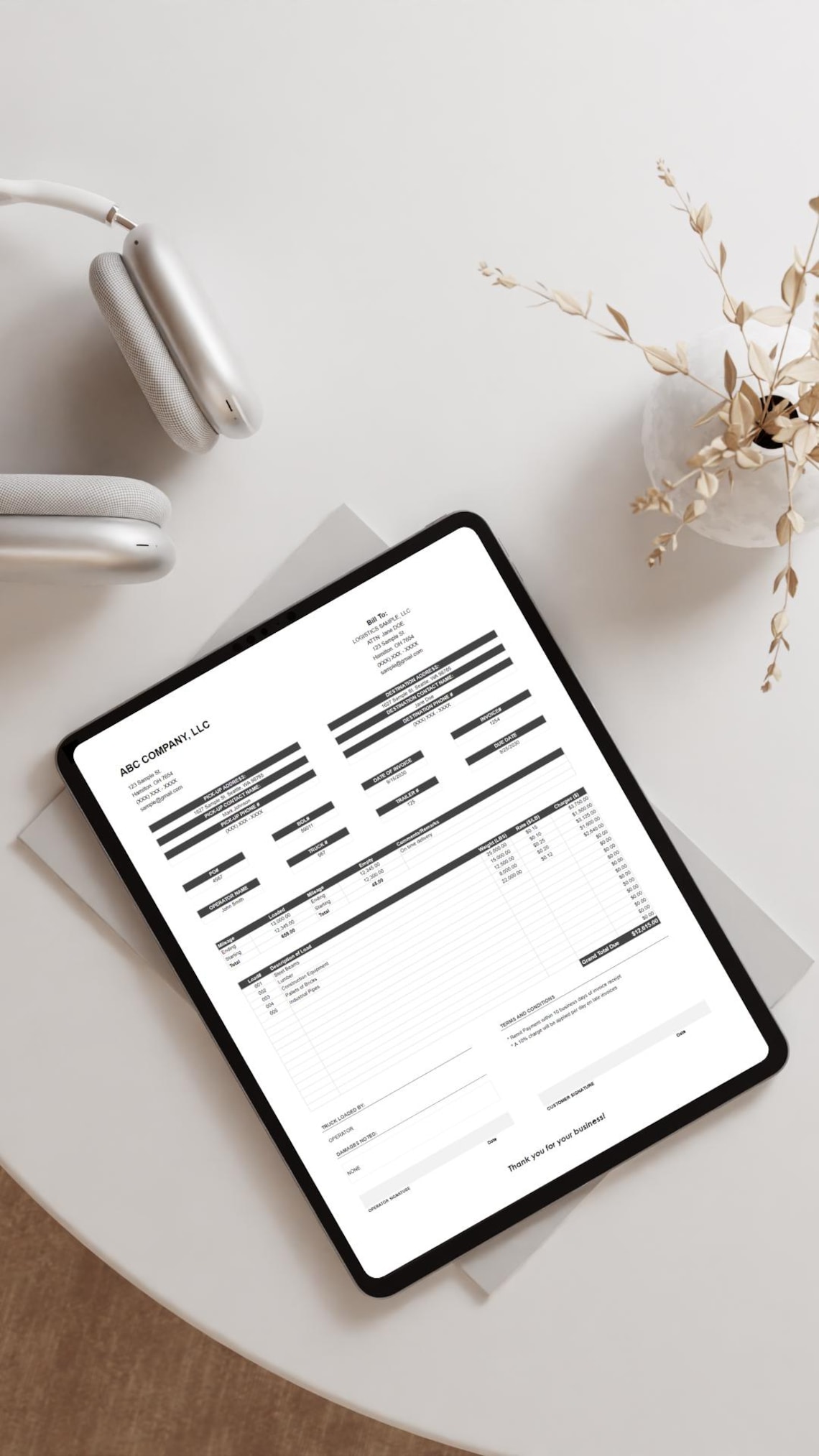 Trucking Invoice Template: Freight, Shipping, Delivery - Etsy