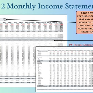 Income Statement Template, Profit and Loss, Year Over Year Income ...