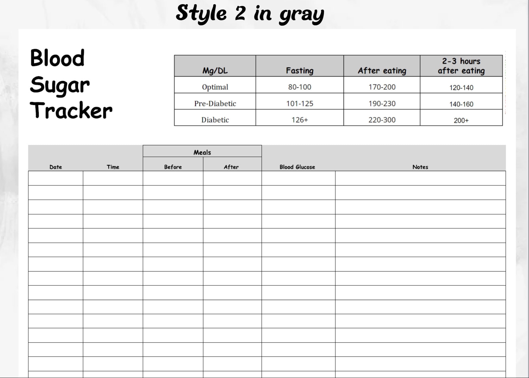 Blood Sugar Log Printable, Blood Glucose Tracker, Diabetes Log, Blood ...