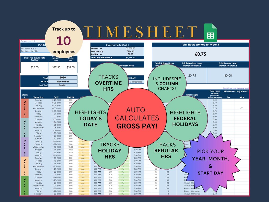 Employee Timesheet, Employee Time Tracker, Small Business Payroll ...
