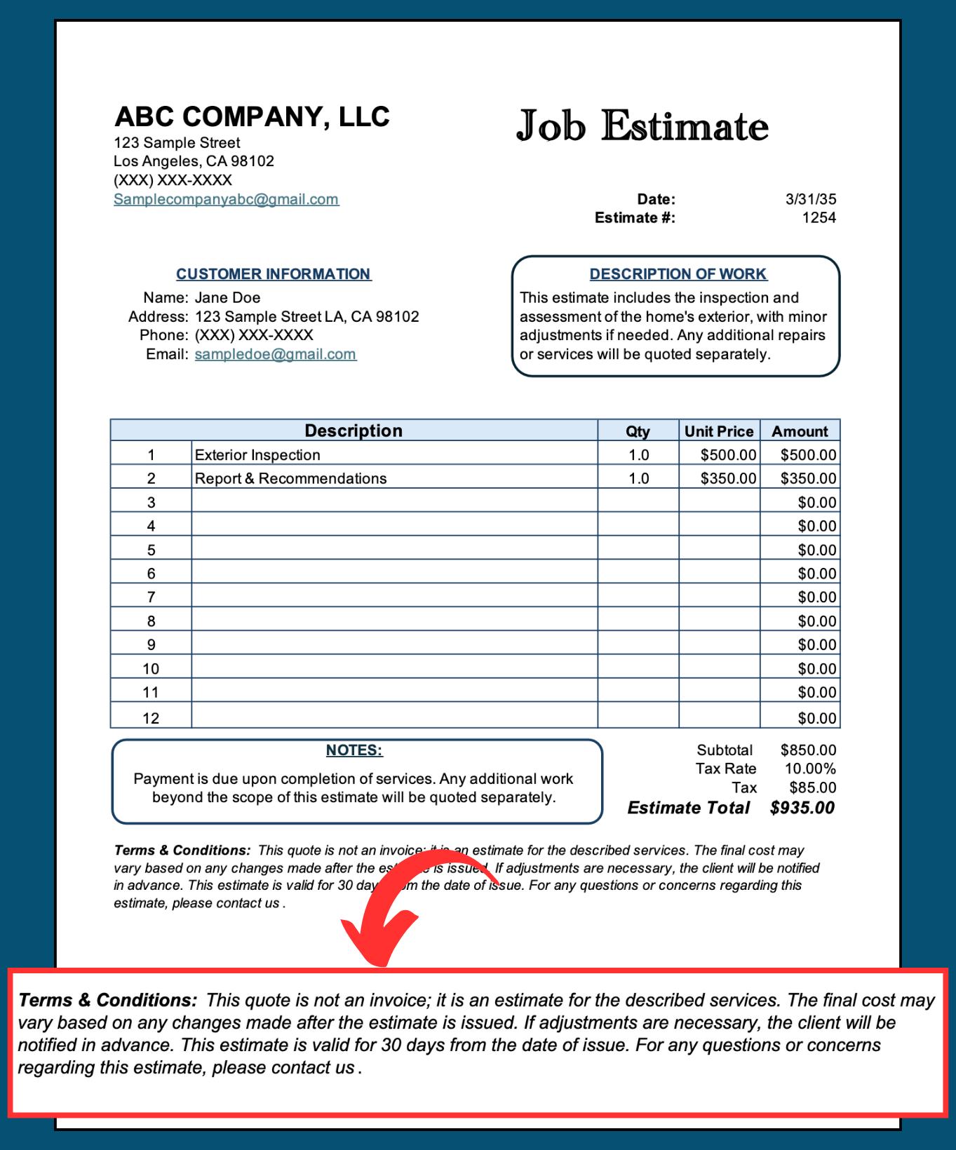 Job Estimate Template: Professional Bid Proposal - Etsy