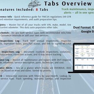 Fleet Maintenance Spreadsheet and DOT Record Tracker | Owner Operator ...