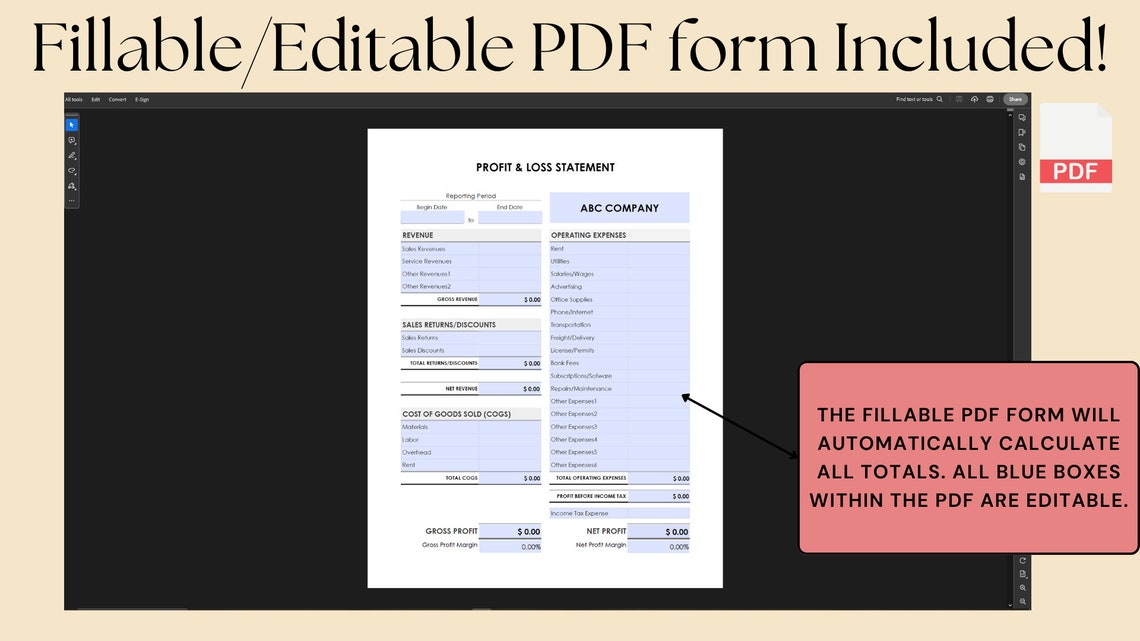 Profit and Loss Statement, Profit and Expense, Income Statement ...