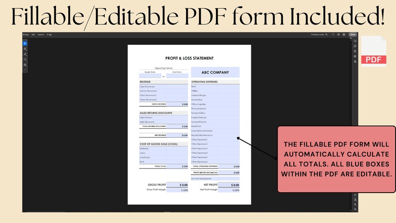 Profit and Loss Statement, Income Statement Template, Simple Financial ...