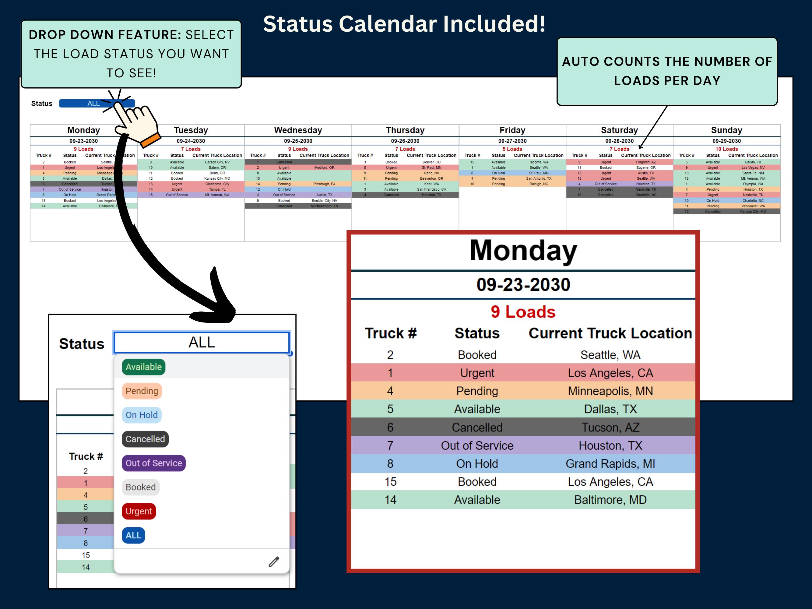 Trucking Dispatch Spreadsheet: Freight Dispatch Tool - Excel - Etsy