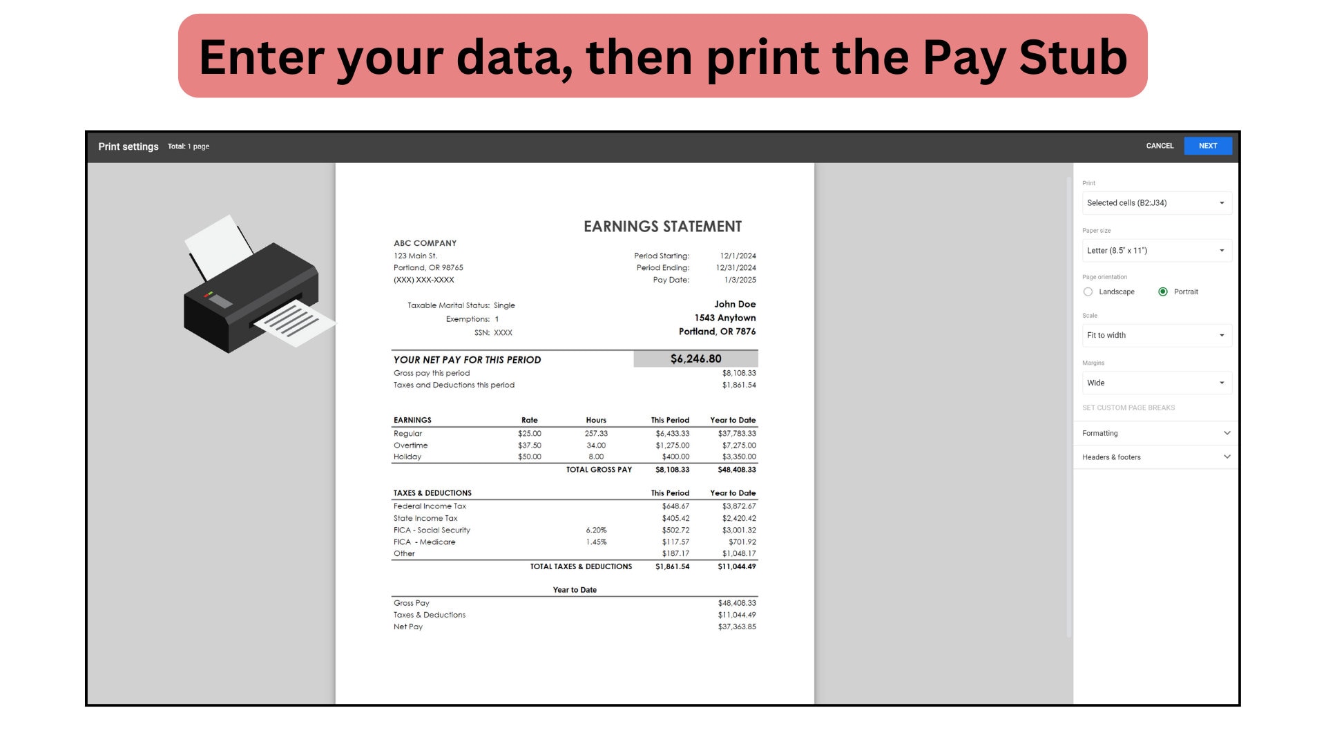 Payroll Register, Payslip, Pay Stub Generator, Pay Stub YTD Earnings ...