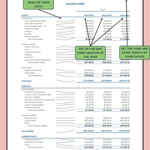 Balance Sheet Template, Quarterly Balance Sheet, Quarterly Balance ...